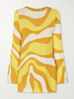 CALA DE LA CRUZ Maisha Printed Jersey Mini Dress - Yellow