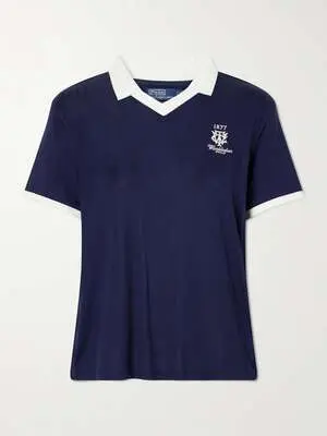 Polo Ralph Lauren Wimbledon Logo-embroidered Knit Polo Shirt - Navy