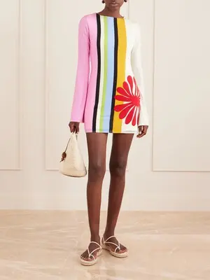 CALA DE LA CRUZ Maisha Printed Stretch-jersey Mini Dress - Pink