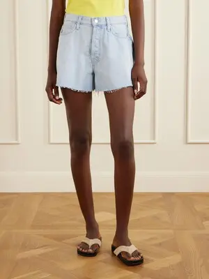 MOTHER Flutter Faded Denim Shorts - Blue