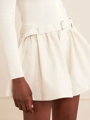 Sea Angelina Belted Pleated Woven Shorts - Neutrals