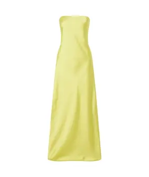 Norma Kamali Bias Strapless Satin Gown - Yellow
