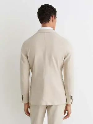 REISS Jason Garment-dyed Piqué Single-breasted Suit Blazer Tailored-fit - Stone