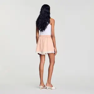 Sandro Rhinestone And Lace Embellished Flowy Shorts - Nude