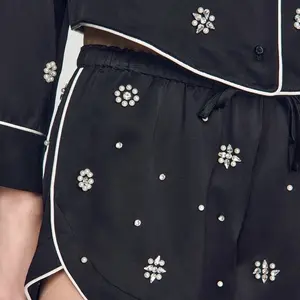 Sandro Beaded And Rhinestone Shorts