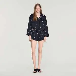 Sandro Beaded And Rhinestone Wide-leg Shorts