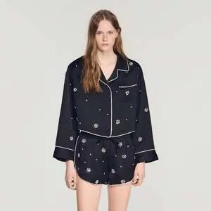Sandro Beaded And Rhinestone Wide-leg Shorts