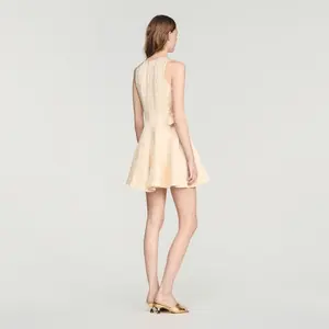 Sandro Floral Jacquard Mini Dress With Openwork Waist