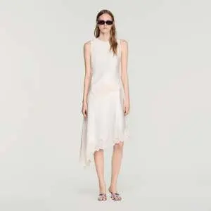 Sandro Asymmetric Satin-effect Dress