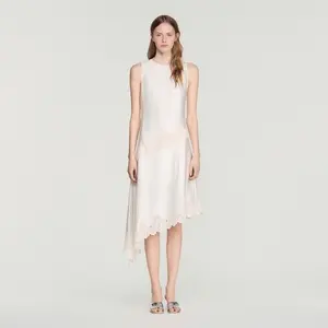 Sandro Asymmetric Satin-effect Dress