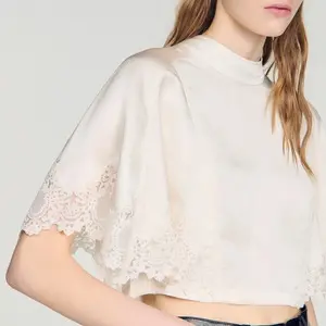 Sandro Satin Cape-effect Crop Top