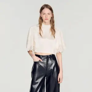 Sandro Satin Cape-effect Crop Top