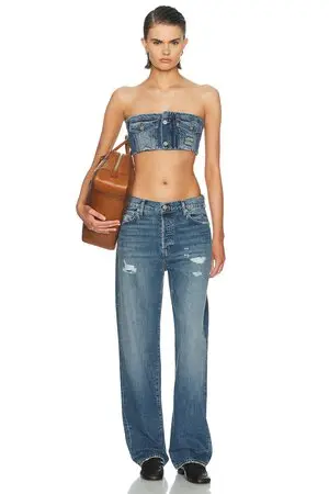 Miu Miu Denim Crop Top With Button Closure