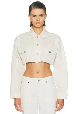 Miu Miu Denim Jacket In White - Bianco
