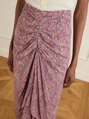 Veronica Beard Sira Ruffled Floral-print Metallic Maxi Skirt - Pink