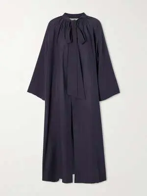 LES VACANCES D'IRINA Liquid Summer Cotton-voile Kaftan - Navy