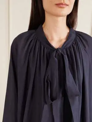 LES VACANCES D'IRINA Liquid Summer Cotton-voile Kaftan - Navy