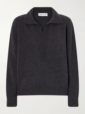 Victoria Beckham Genevieve Wool And Cashmere Polo Sweater - Gray