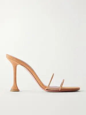 Amina Muaddi Andrea 95 Leather Mules - Neutrals