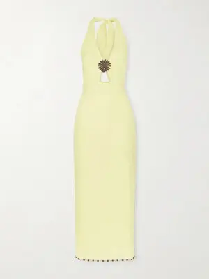 CALA DE LA CRUZ Cala De La Cruz Embellished Linen Maxi Dress Yellow