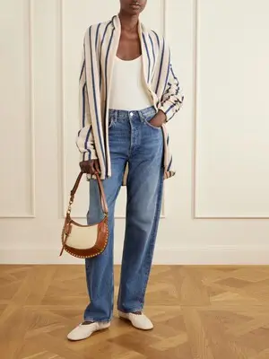THE ELDER STATESMAN Striped Knitted Cashmere Cardigan