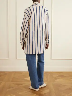 THE ELDER STATESMAN Striped Knitted Cashmere Cardigan