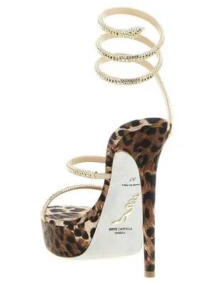 Rene Caovilla Cleo Leopard' Embellished Stiletto Sandals