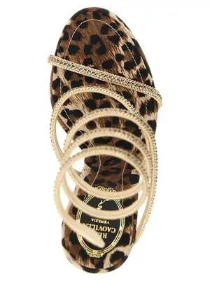Rene Caovilla Cleo Leopard' Embellished Stiletto Sandals - Multicolor