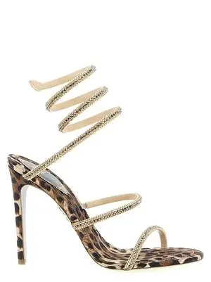 Rene Caovilla Cleo Leopard' Embellished Stiletto Sandals - Multicolor