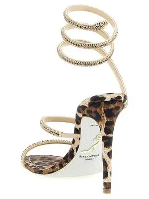 Rene Caovilla Cleo Leopard' Embellished Stiletto Sandals - Multicolor