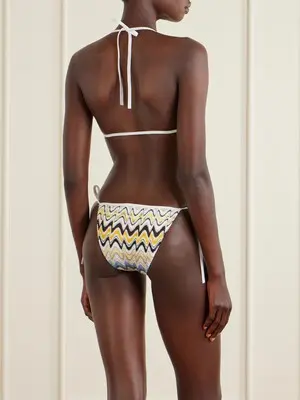 Missoni Striped Crochet-knit Triangle Bikini - Blue