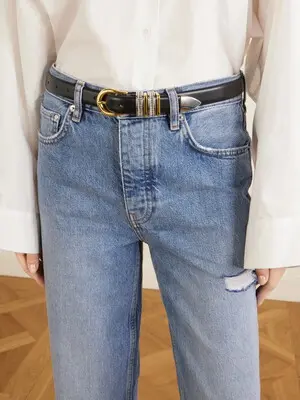 DEHANCHE Hollyhock Stone Onyx Embellished Leather Belt
