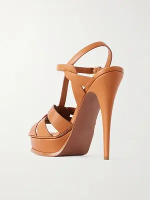 Saint Laurent Tribute Woven Patent Leather Platform Stiletto Sandals