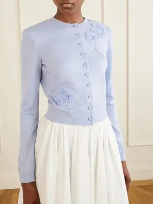 SELF-PORTRAIT Appliquéd Knitted Cardigan