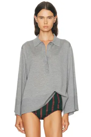 Dries Van Noten Talis Polo Sweater - Grey
