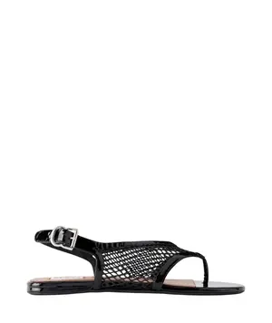 Alaïa Fishnet Flat Sandals - Black