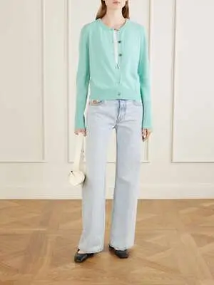LA LIGNE Cashmere Cardigan With Ribbed Trims And Elongated Cuffs