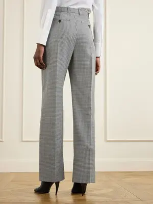 Alexander McQueen Gingham Wool Tailored Straight Leg Trousers - Black