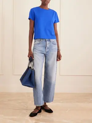 AGOLDE Adine Cropped Organic Cotton-jersey T-shirt - Blue