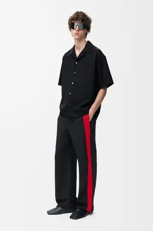Loewe Short Sleeve Shirt In Wool - Black