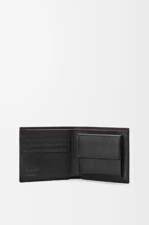 Loewe Switch Bifold Coin Wallet In Supple Grained Leather Skin And Suede - Black/espresso