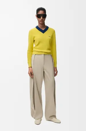 Loewe Trousers In Cotton And Silk - Beige