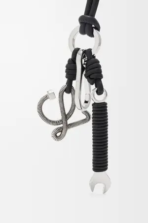 Loewe Multi Tool Charm In Brass And Leather Skin - Black