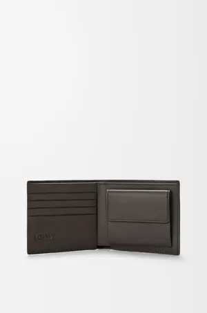 Loewe Puzzle Bifold Coin Wallet In Supple Grained Leather Skin - Dark Grey