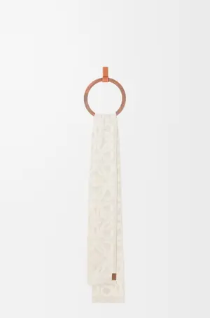 Loewe Scarf In Wool, Cotton And Silk Blend - Ecru