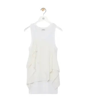 Loewe Asymmetrical Paneled Ribbed Viscose Blend Top - White