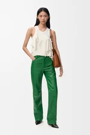 Loewe Asymmetrical Paneled Ribbed Viscose Blend Top