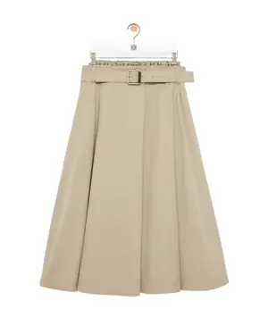 Loewe Cotton And Silk Gabardine Skirt - Beige