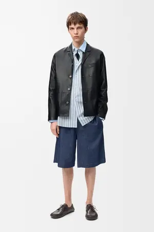 Loewe Workwear Jacket In Nappa Lambskin - Black