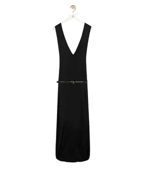 Loewe Draped Viscose Jersey Halterneck Dress With Scarf Ties And Leather Belt